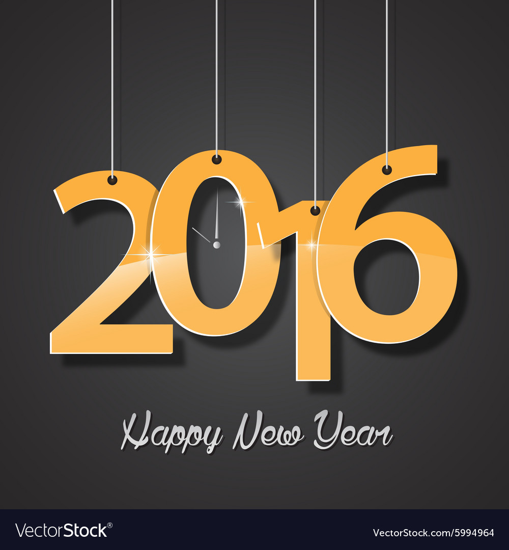 Happy new year golden 2016 creative greeting card Vector Image