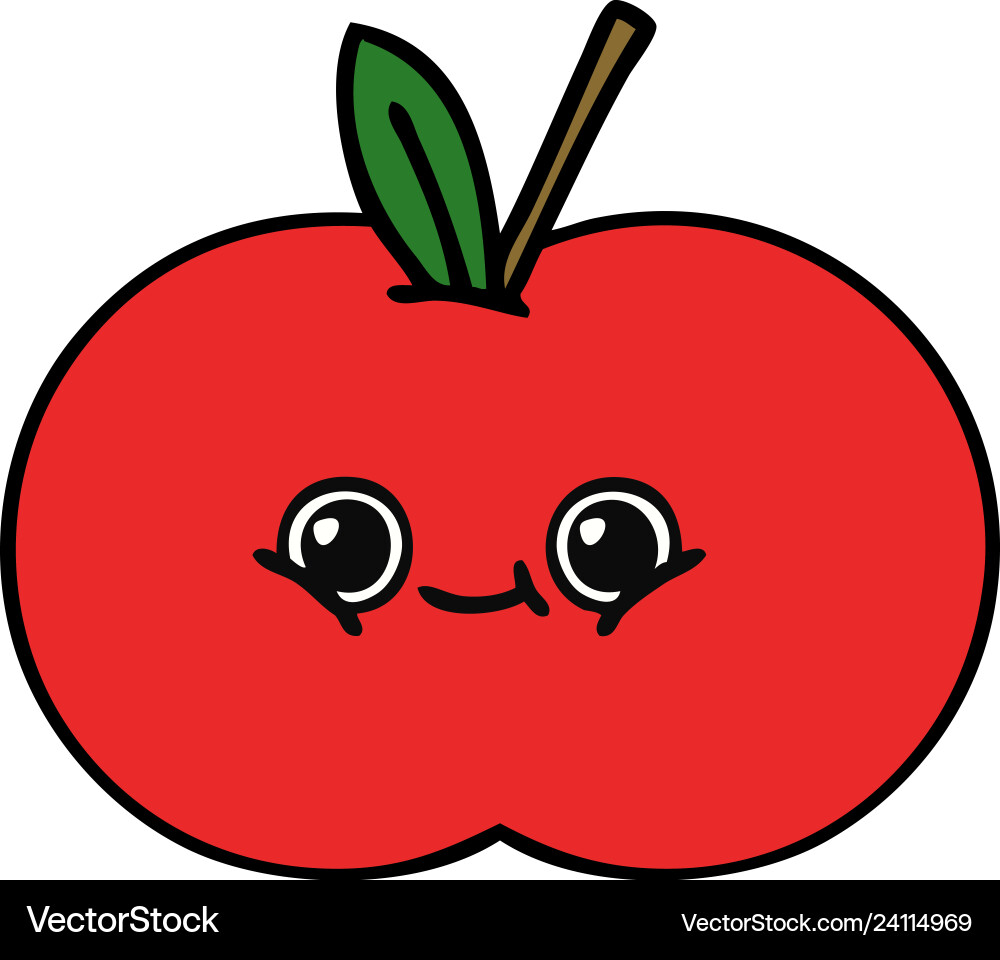 Cute cartoon red apple Royalty Free Vector Image