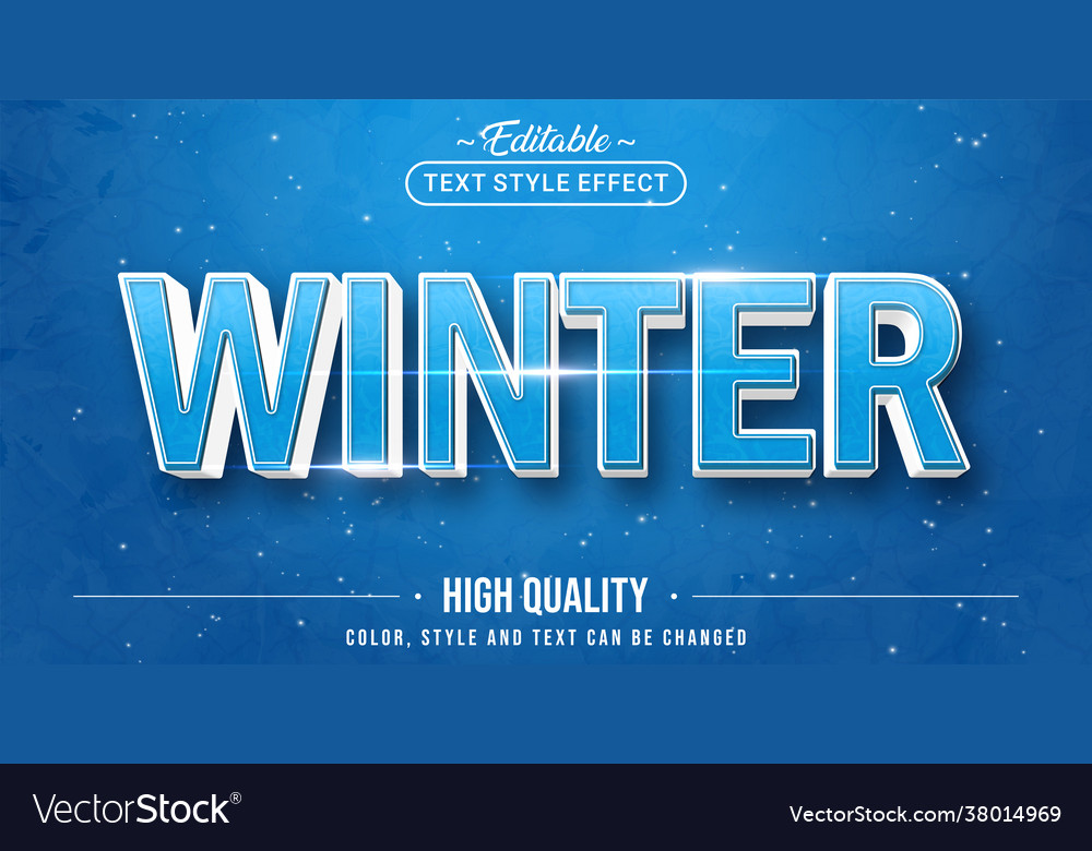 Editable text style effect - winter Royalty Free Vector