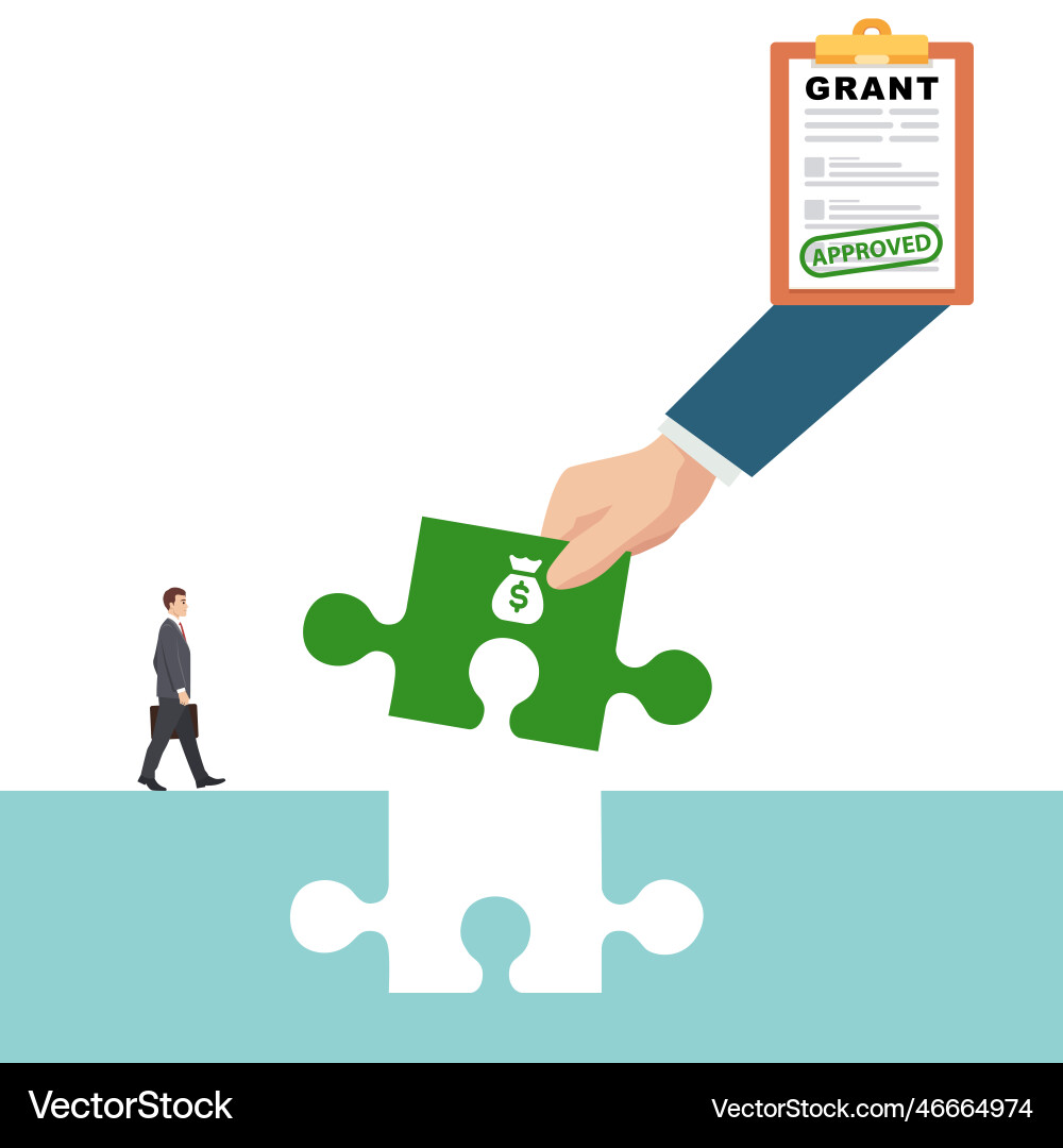 A small businessman supported by unknown investor Vector Image