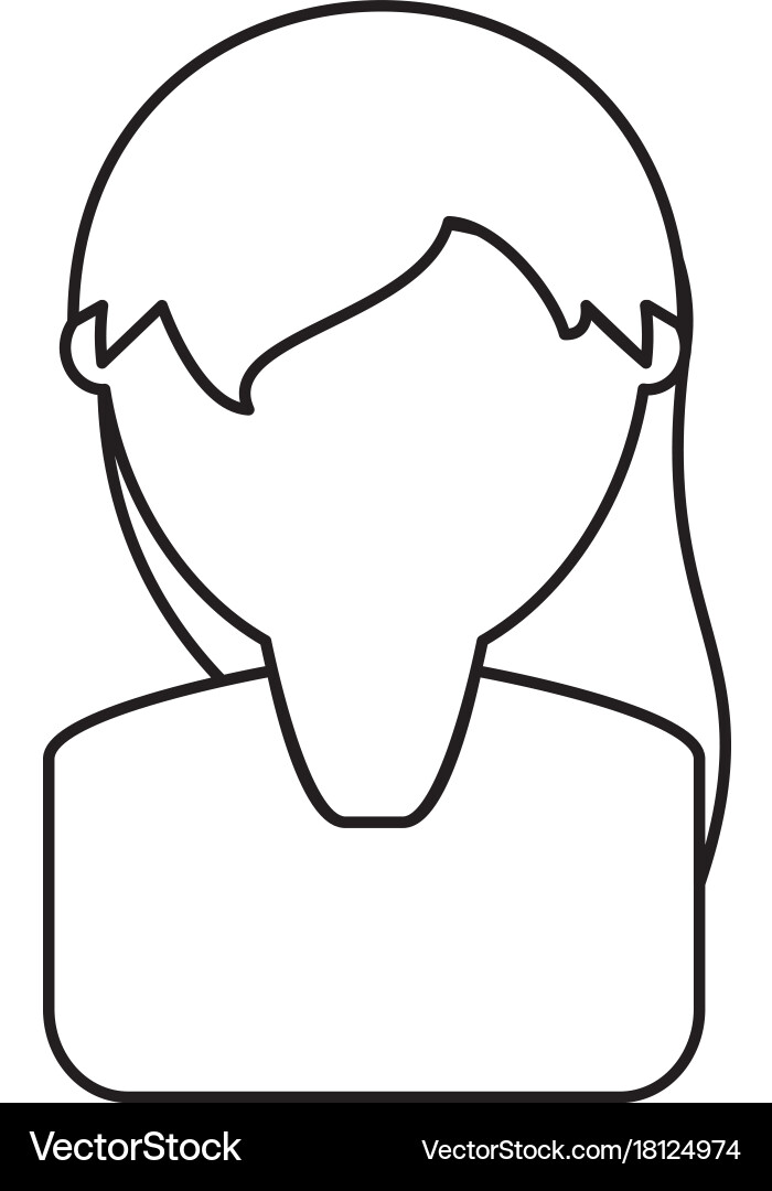 Flat line uncolored woman doodle over white Vector Image