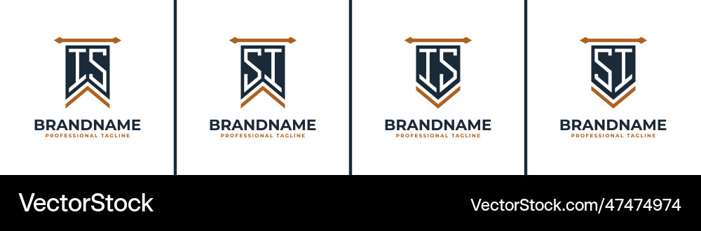 Letter is and si pennant flag logo set repräsentieren