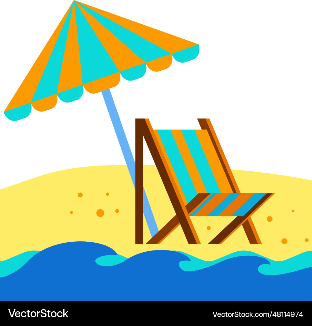 Reclining chair and umbrella icon Royalty Free Vector Image