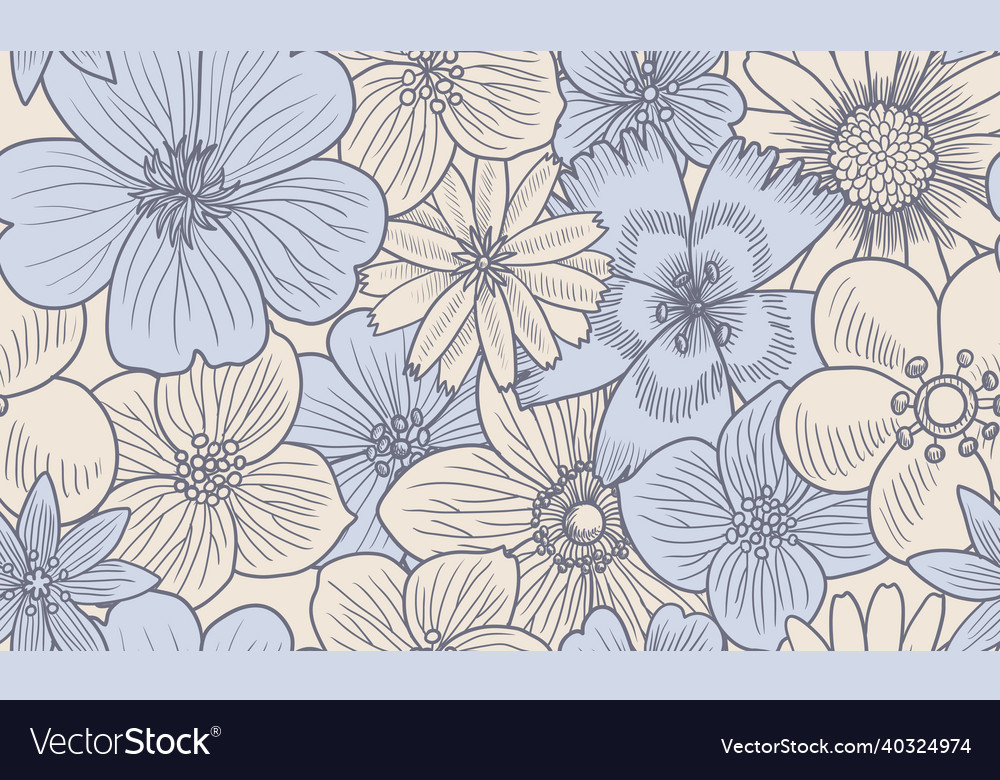 Seamless pattern with flowers Royalty Free Vector Image