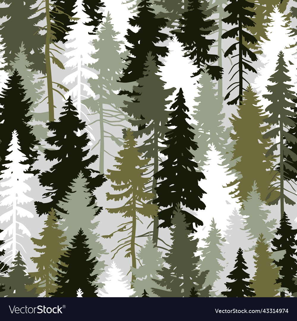 Seamless pattern with pine tree silhouettes Vector Image