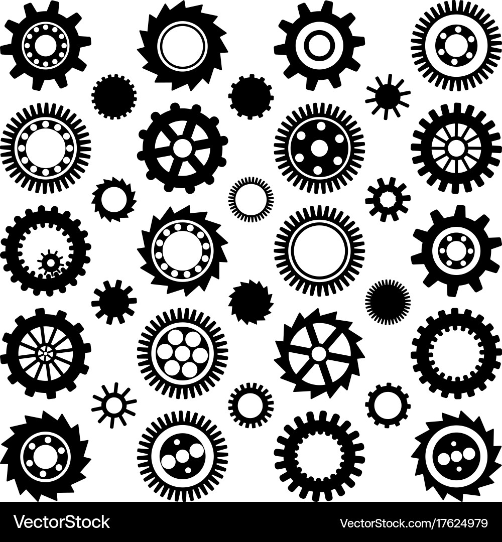 Black gear wheels Royalty Free Vector Image - VectorStock