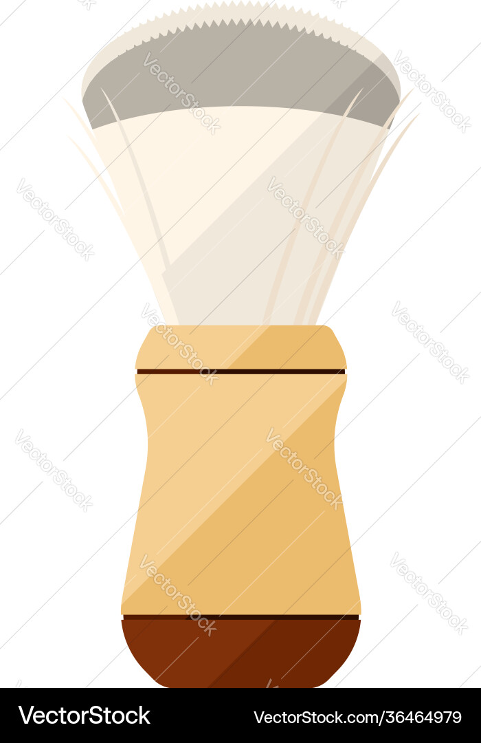 Shaving brush flat icon with white wooden handle Vector Image