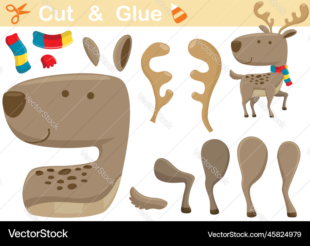 Stag wearing scarf education paper game Royalty Free Vector