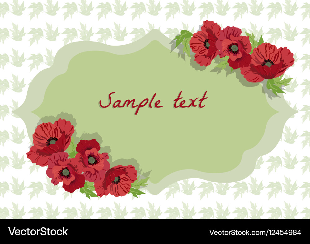 Card with poppy flowers Royalty Free Vector Image