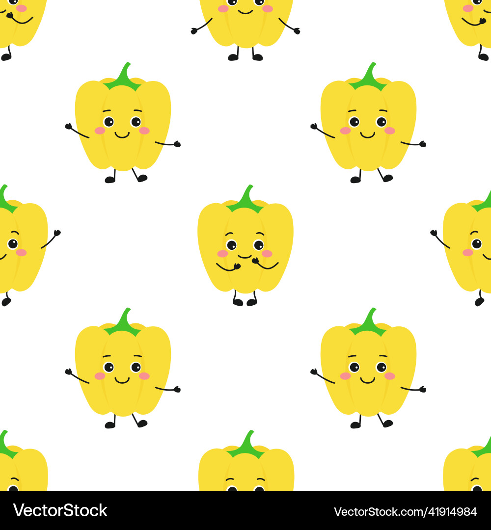 Cartoon pepper pattern in flat style Royalty Free Vector