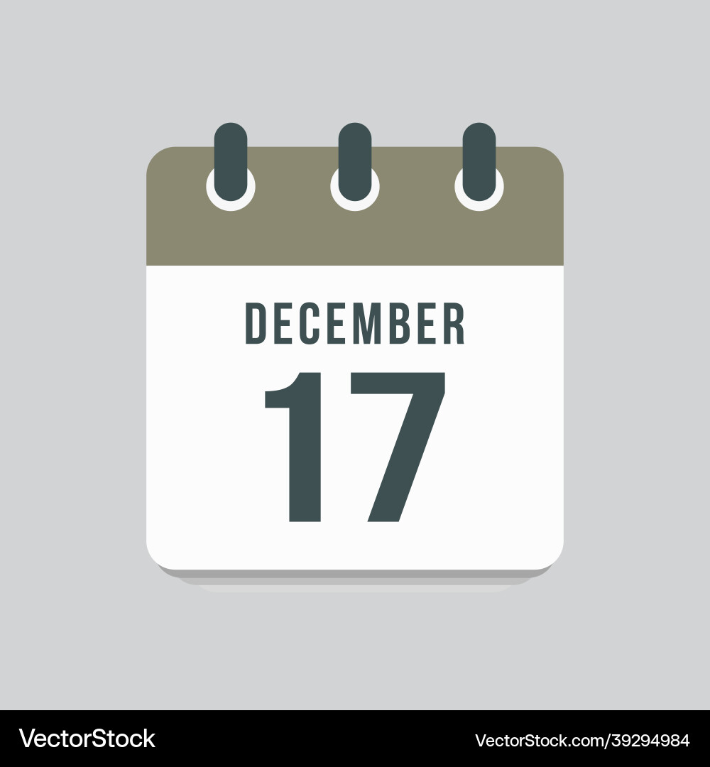 Icon day date 17 december template calendar page Vector Image