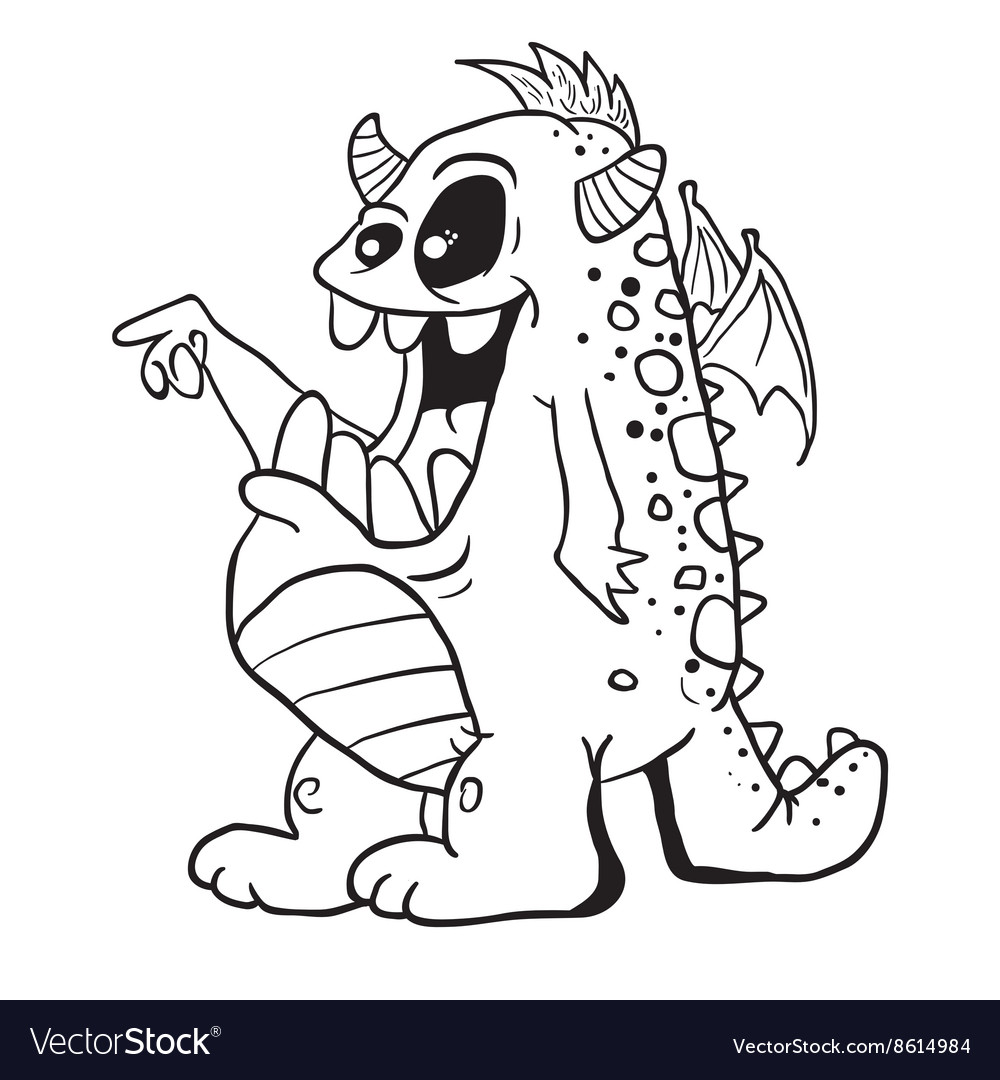 Simple black and white monster 1 Royalty Free Vector Image