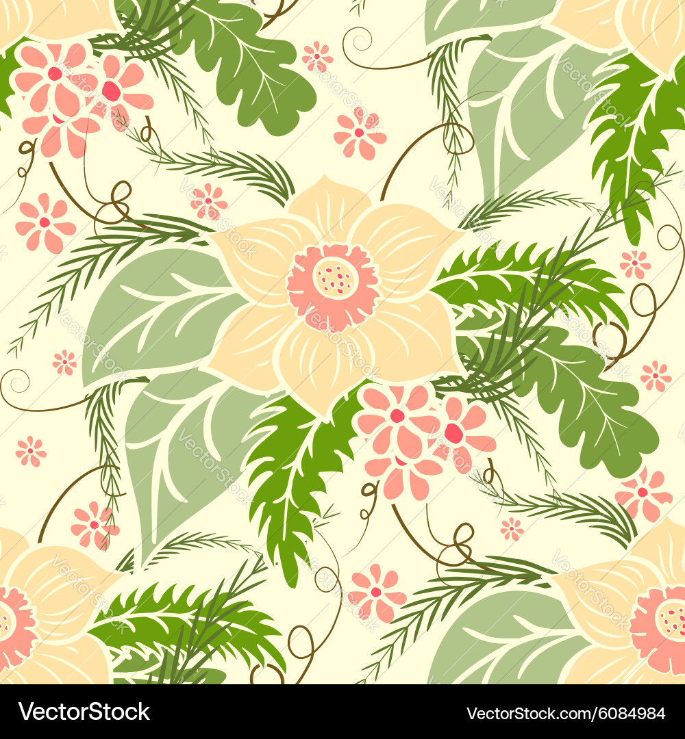 Vintage floral seamless pattern large bouquets Vector Image