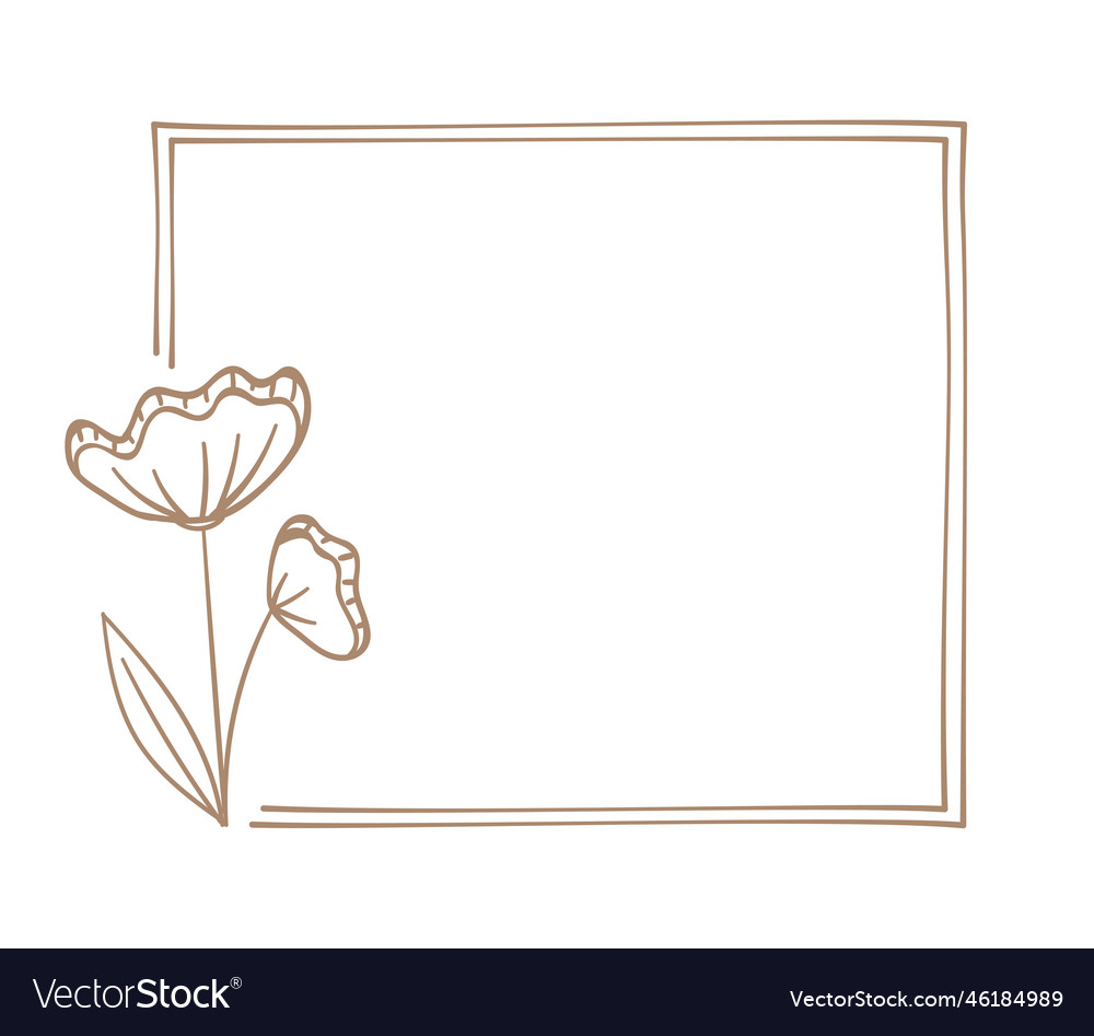 Botanical square frame hand drawn line border Vector Image Botanical square frame hand drawn line border Vector Image