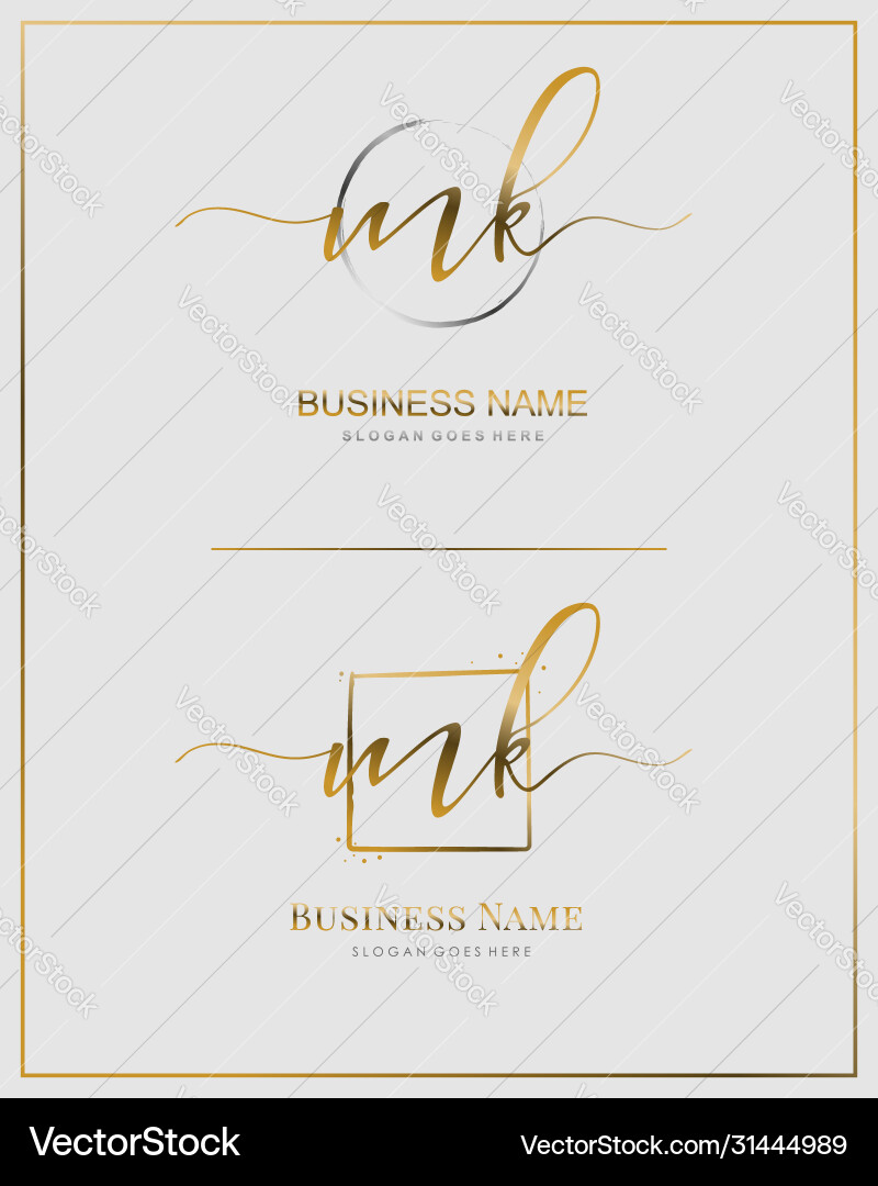 Initial m k mk handwriting logo letter Royalty Free Vector