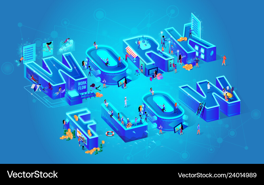 Isometric and work flow Royalty Free Vector Image