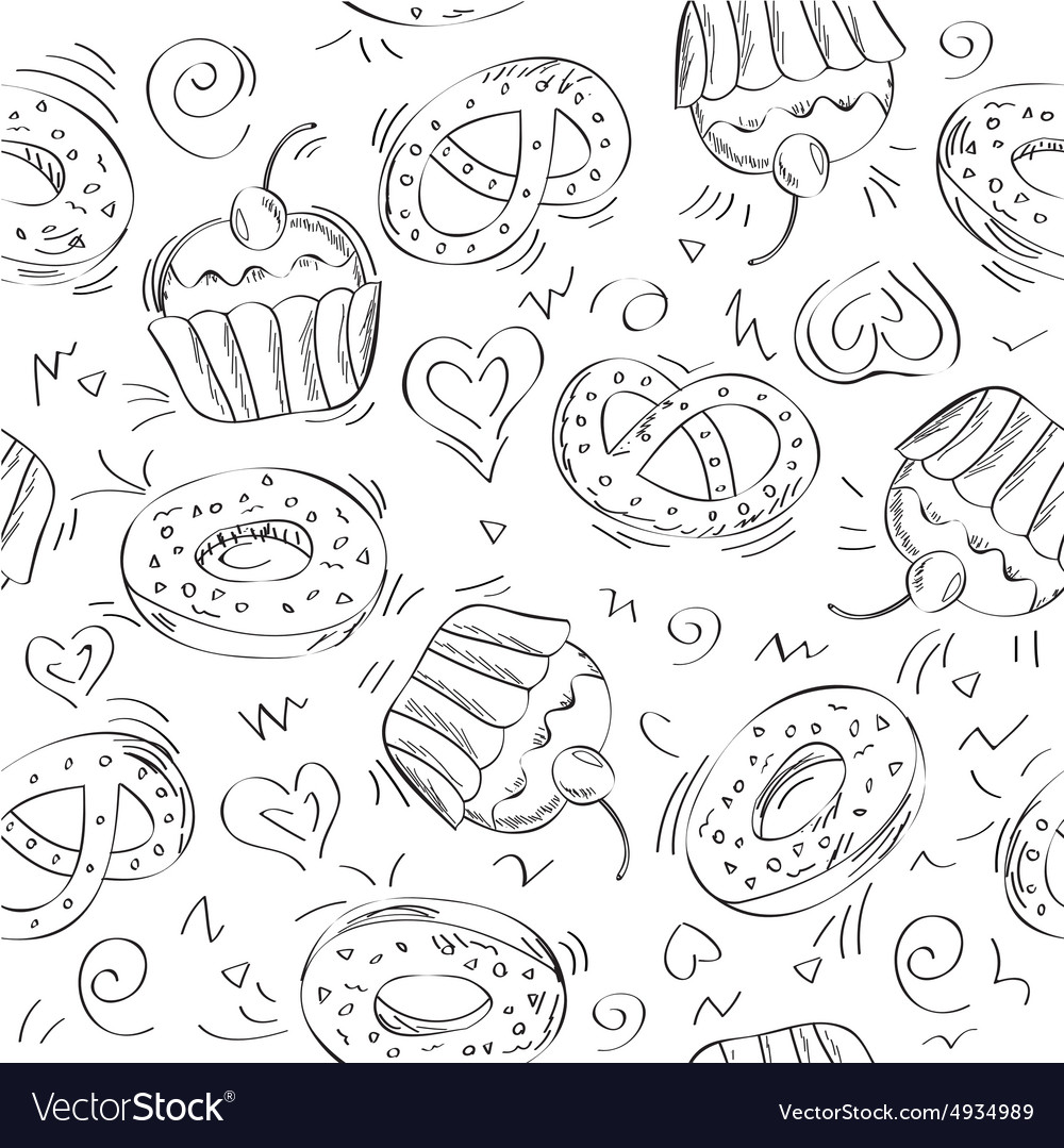 Seamless pattern cakes Royalty Free Vector Image