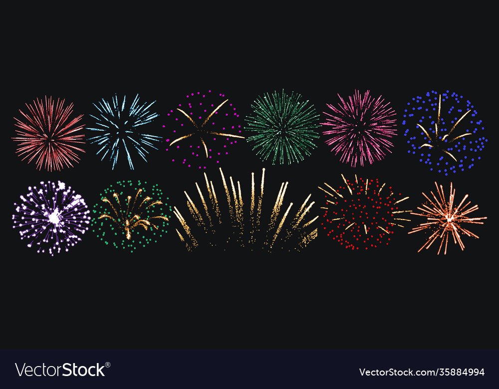 Firework background isolated set Royalty Free Vector Image