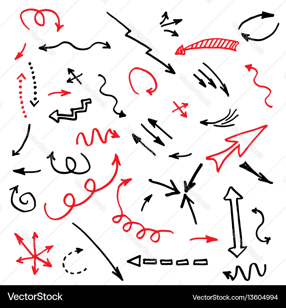 Hand Drawn Arrow Set Royalty Free Vector Image