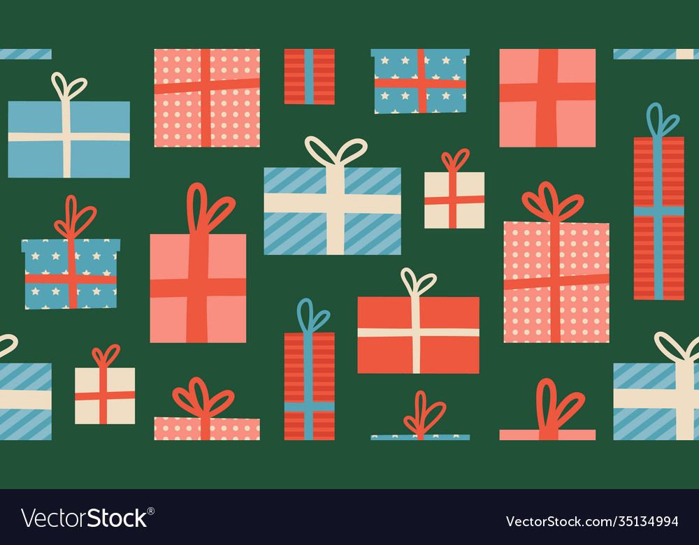 Seamless pattern gift boxes Royalty Free Vector Image
