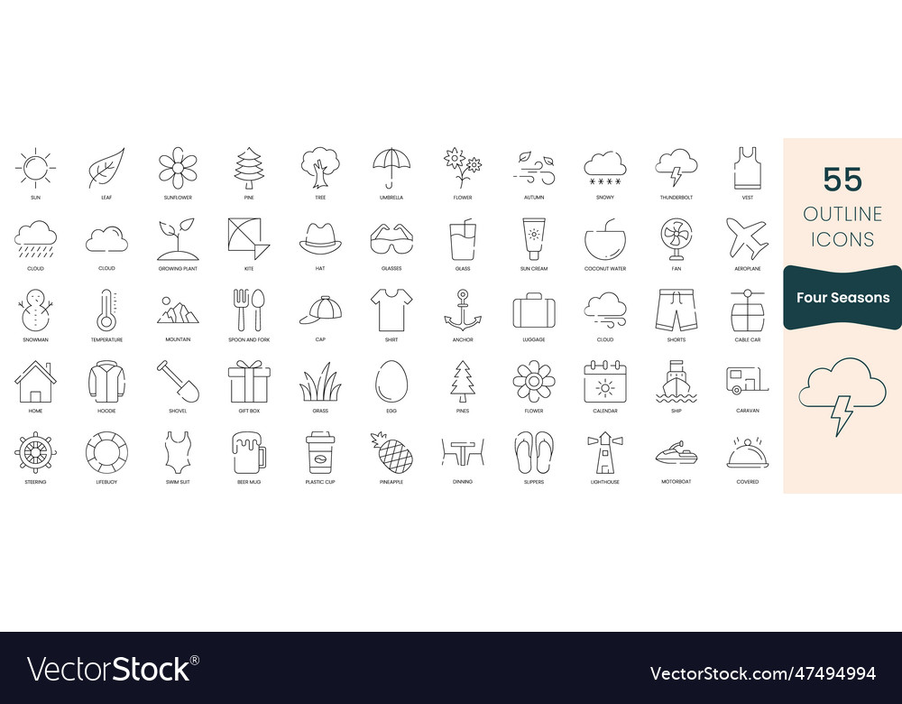 Set of four seasons icons thin outline pack Vector Image