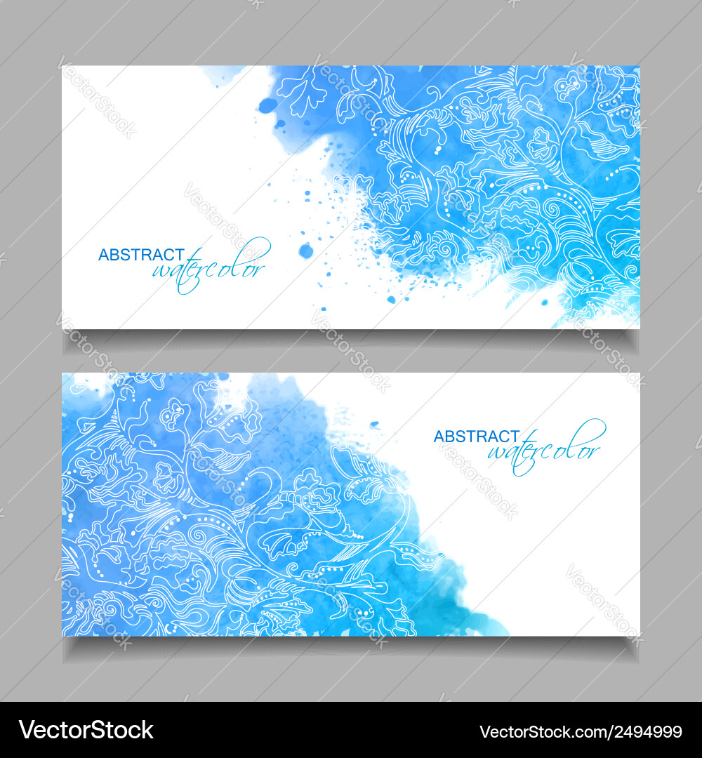 Abstract watercolor blue banners Royalty Free Vector Image
