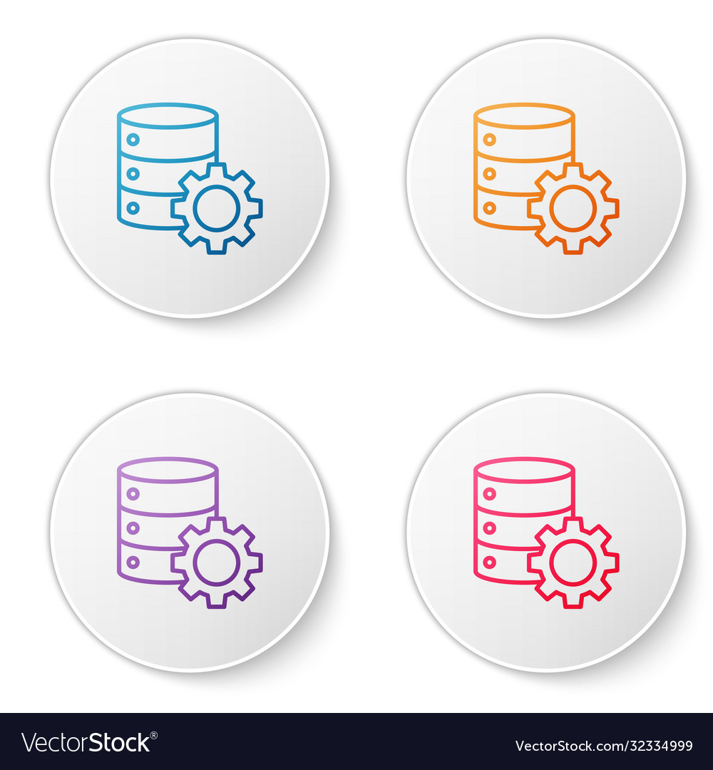 Color line server and gear icon isolated on white Vector Image Color line server and gear icon isolated on white Vector Image