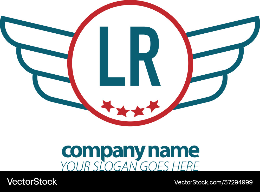Initial letter lr wing logo design template Vector Image