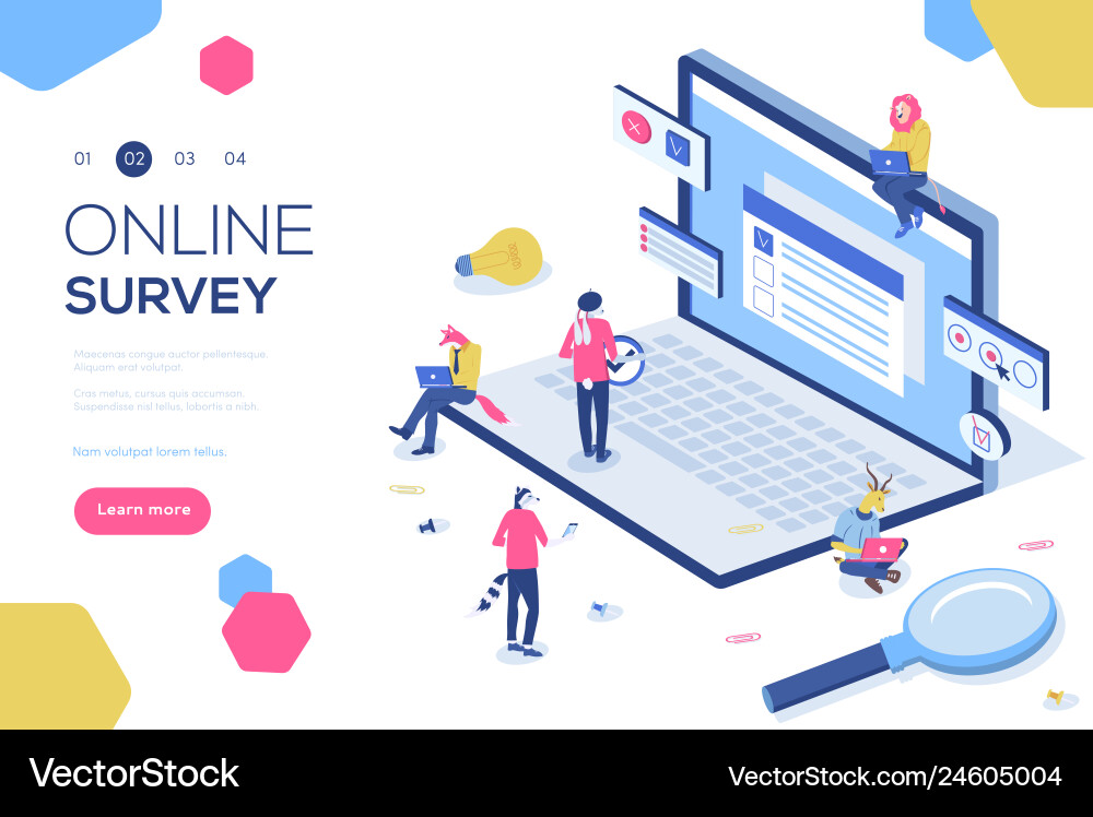 Online survey concept with characters can use for Vector Image