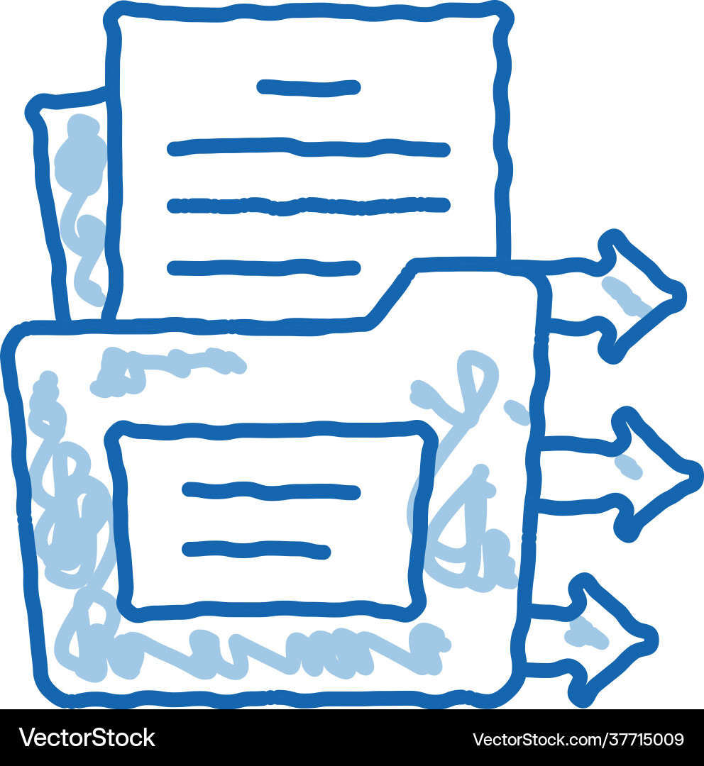 Document in folder doodle icon hand drawn Vector Image