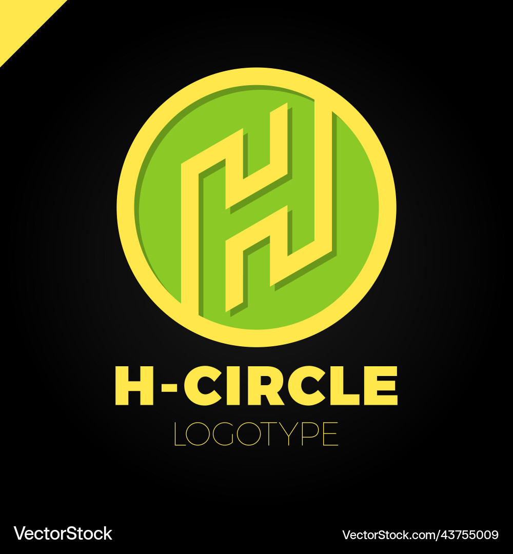 Letter h logo with circle in line style design Vector Image