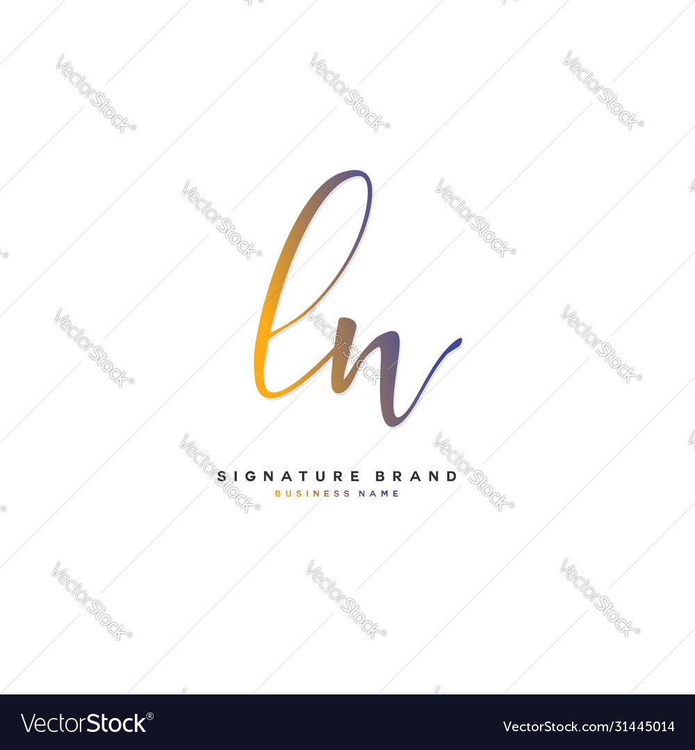 L n ln initial letter handwriting and signature Vector Image