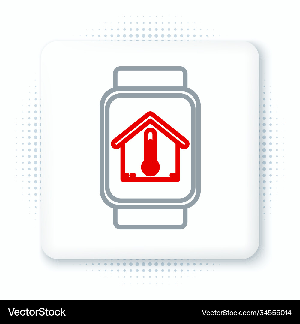 Line smart watch with house temperature icon Vector Image
