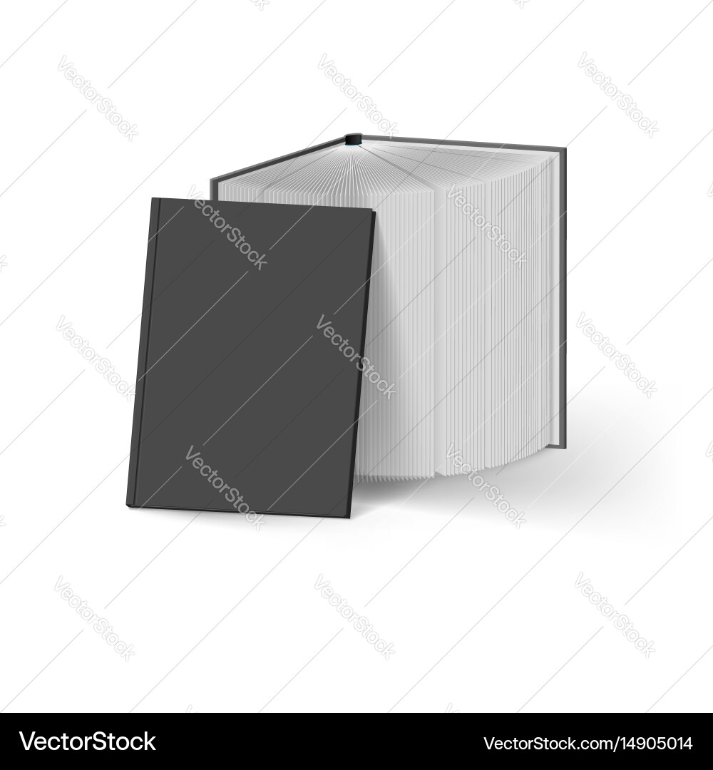 Stack of black books on white mockup template Vector Image
