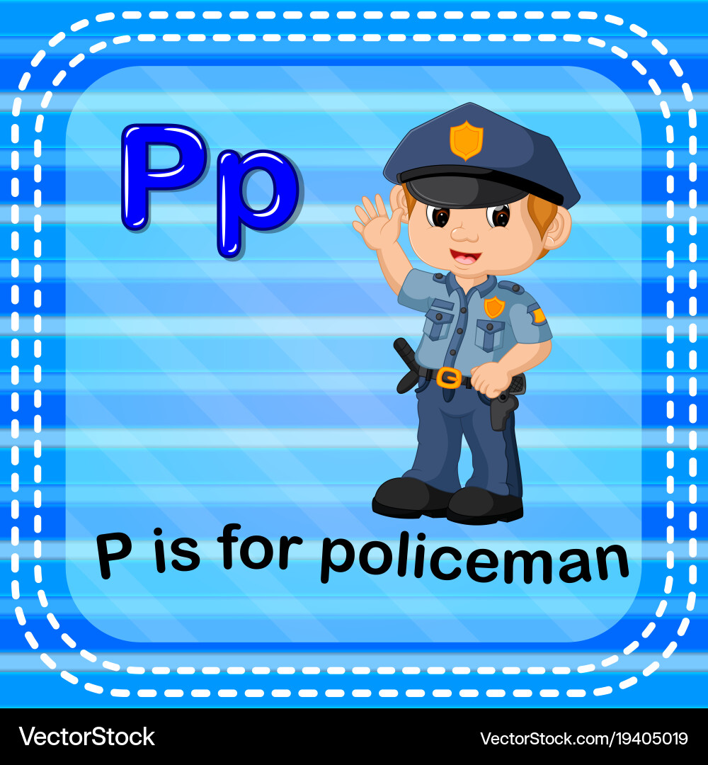 Flashcard letter p is for policeman Royalty Free Vector