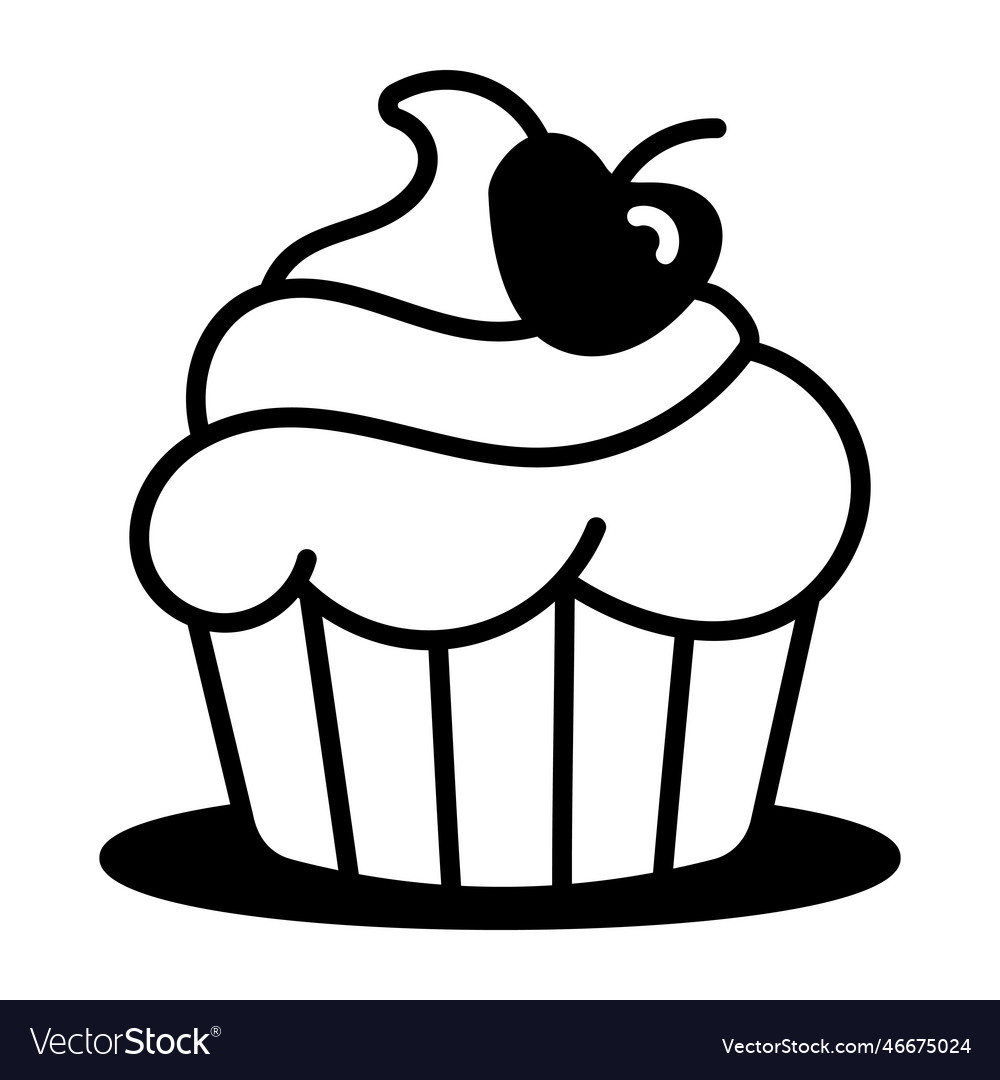 Cherry Cupcake Royalty Free Vector Image Vectorstock