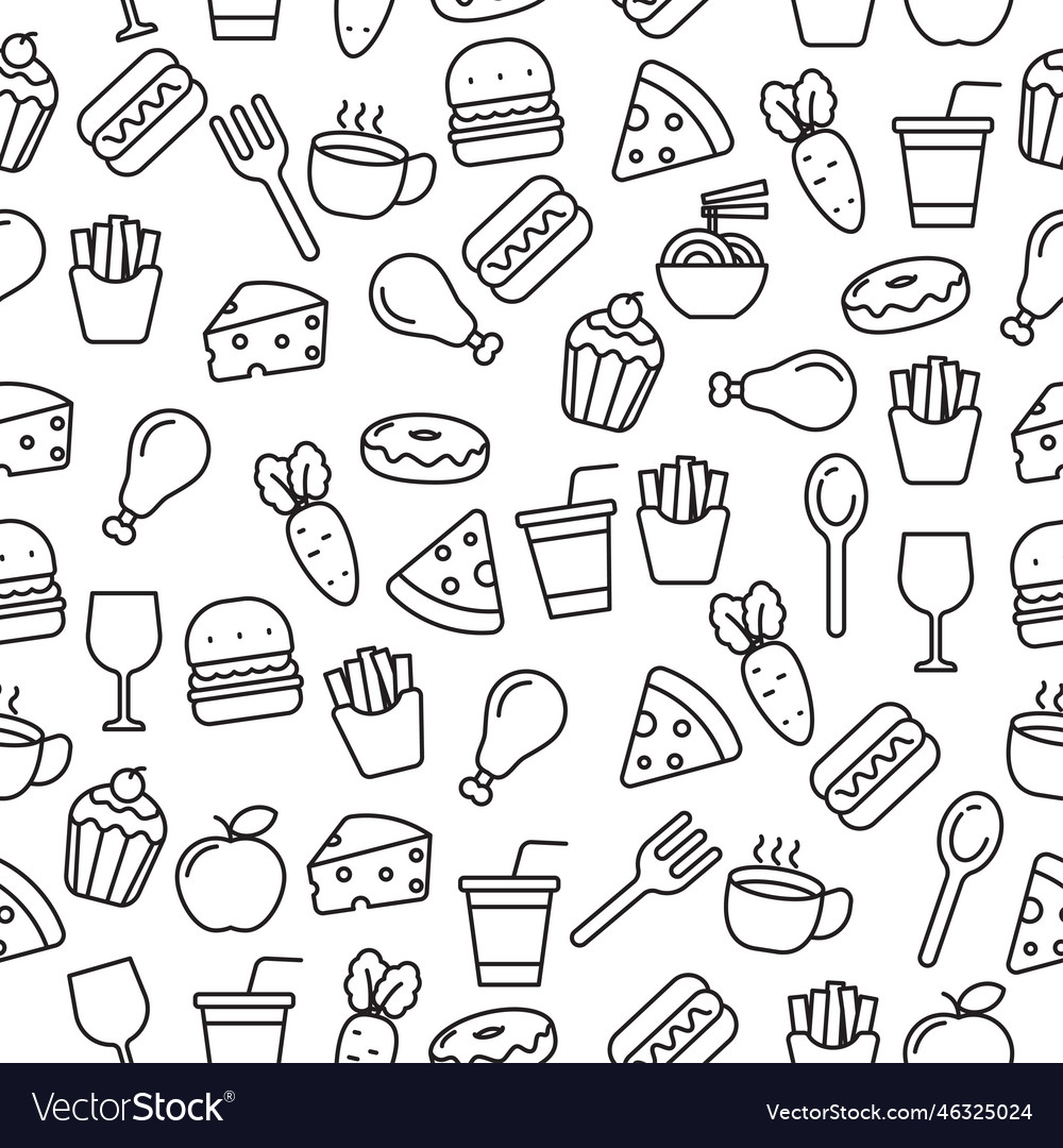 Foods doodle seamless pattern Royalty Free Vector Image