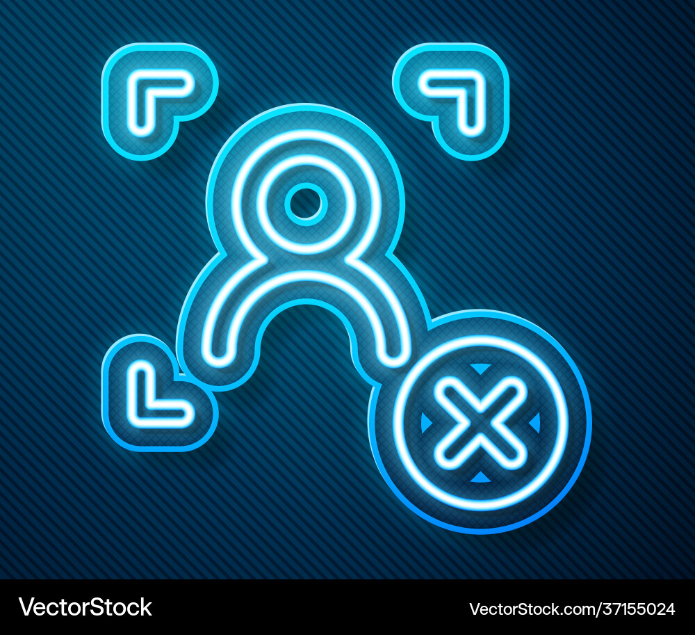 Glowing neon line rejection face recognition icon Vector Image