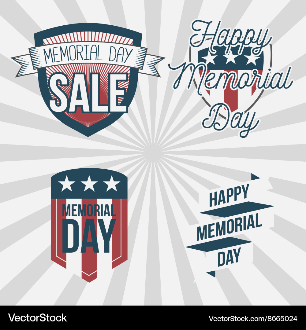 Memorial day patriotic labels set Royalty Free Vector Image