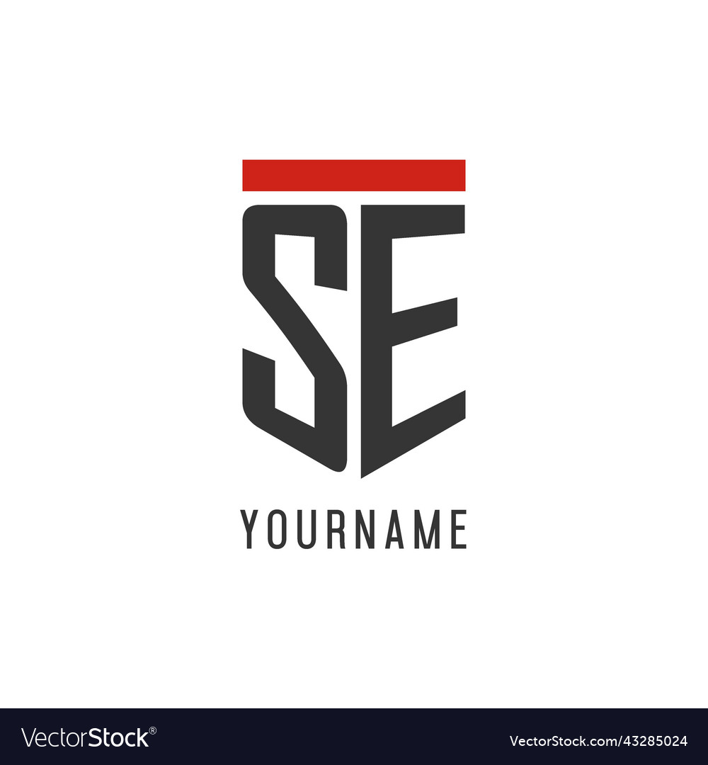 Se Initial Esport Logo With Simple Shield Design Vector Image