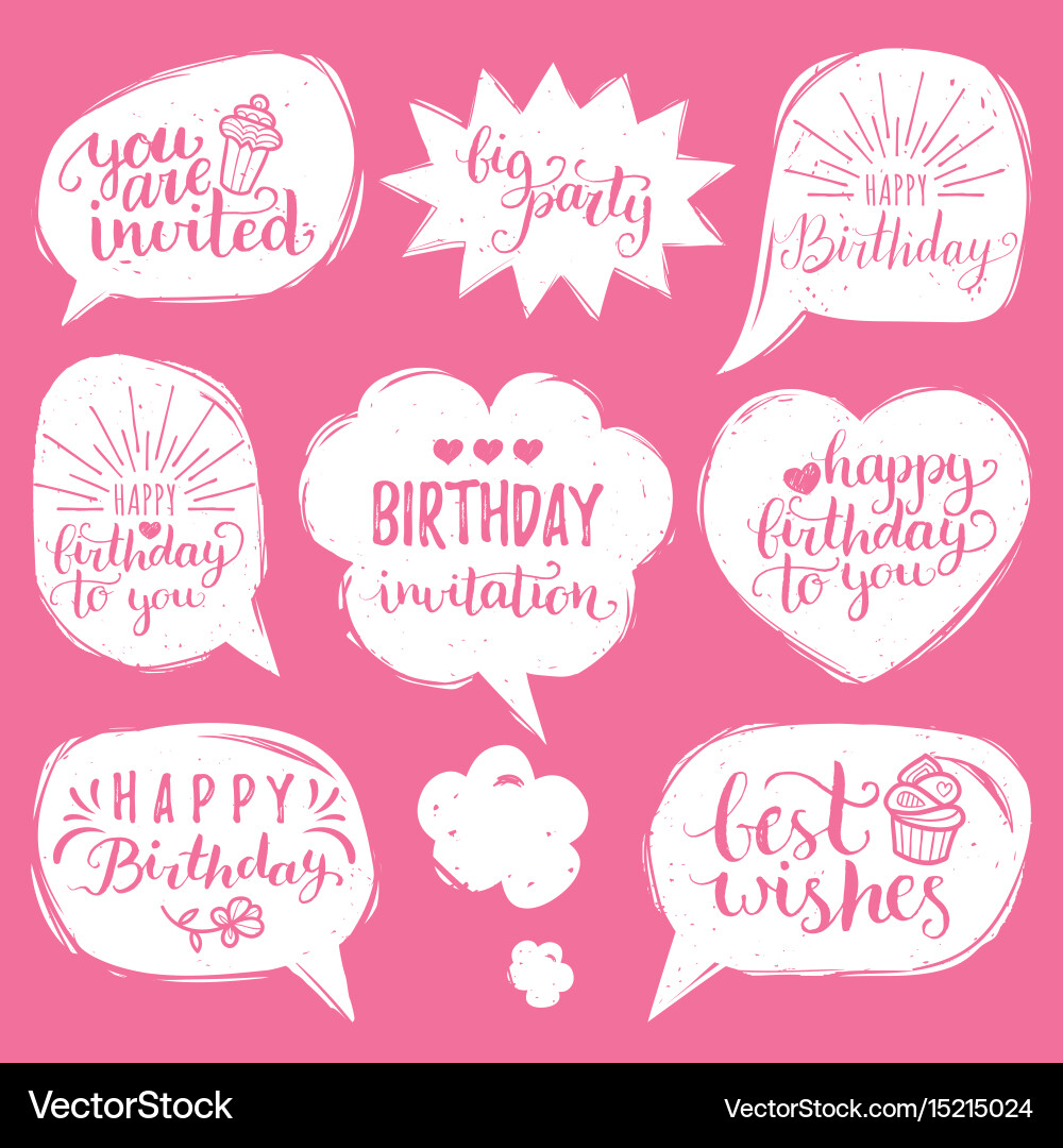Set of comic speech bubbles with happy Royalty Free Vector