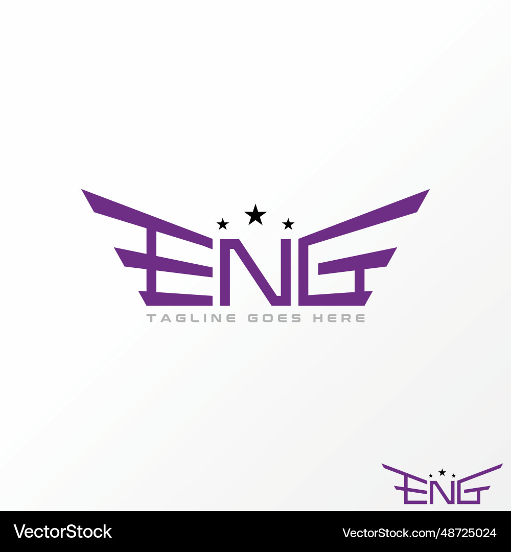 Sign letter initial eng font like eagle wings Vector Image