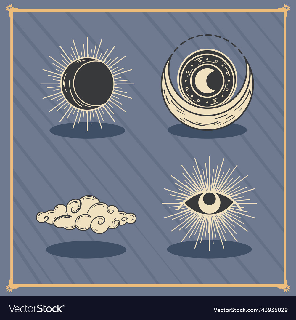 Flat astrology icons Royalty Free Vector Image