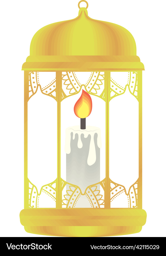 Golden lamp with candle Royalty Free Vector Image