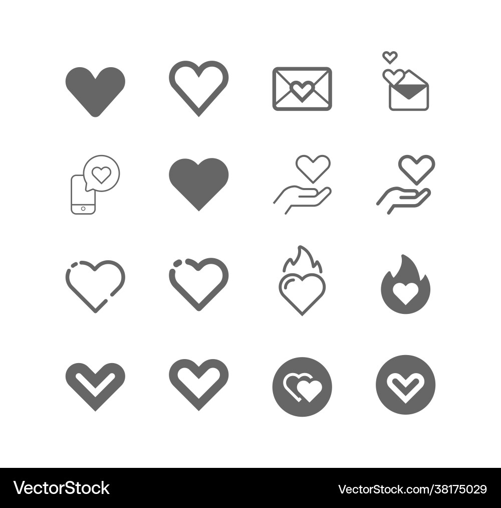 Heart symbol like icon set Royalty Free Vector Image