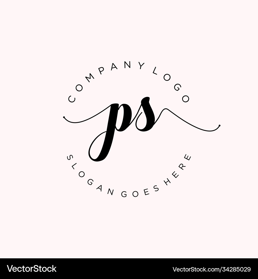 Initial ps handwriting logo with circle template Vector Image