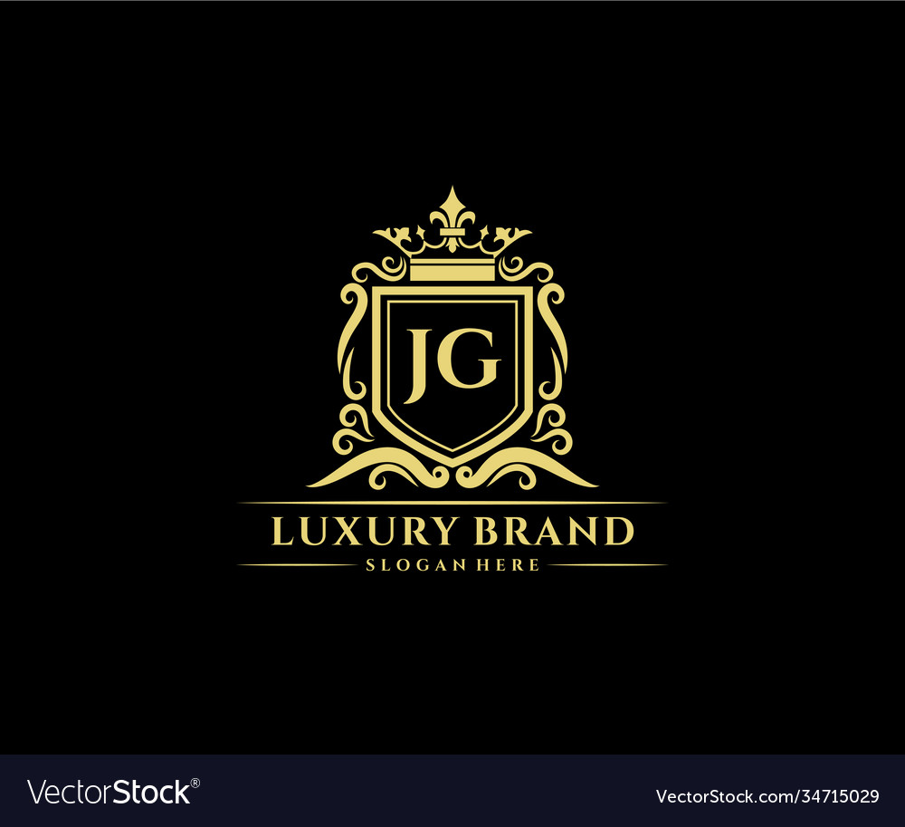 Jg initial letter gold calligraphic feminine Vector Image