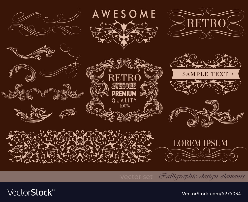 Calligraphic design elements Royalty Free Vector Image