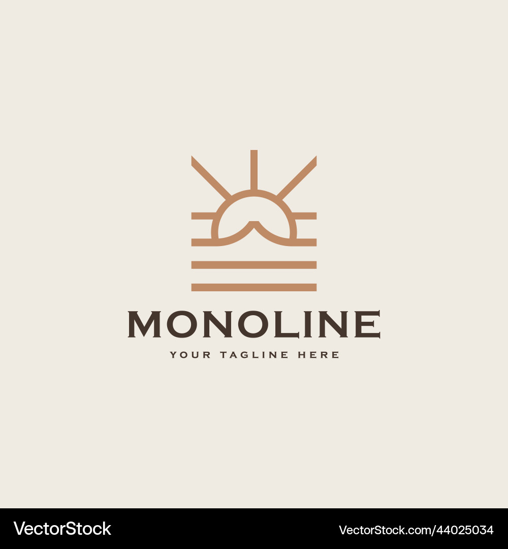 Monoline Lake House Logo Royalty Free Vector Image