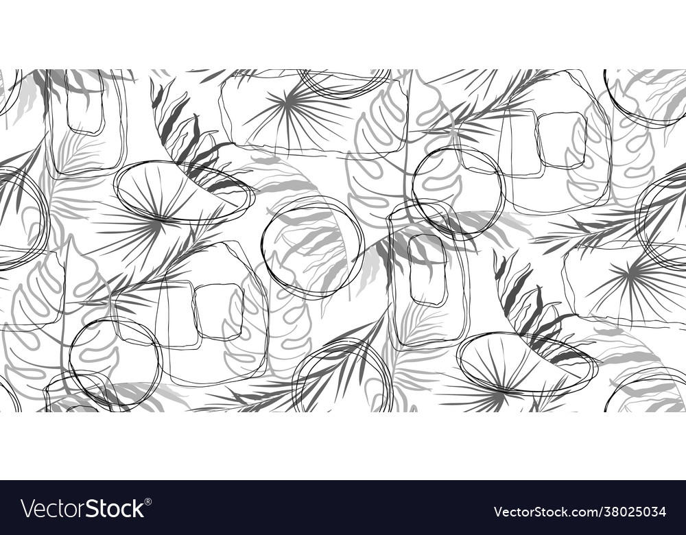 Seamless Pattern With Tropical Leaves Royalty Free Vector